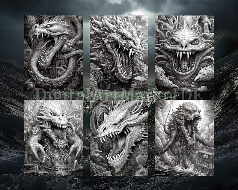 Leviathan Coloring Pages for Adults Instant Download - Etsy