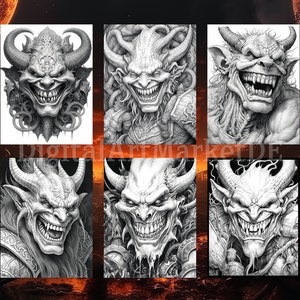 Laughing Demons ridens Coloring Pages,for Adults Instant Download ...