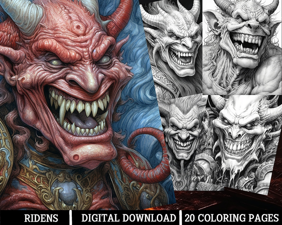 Laughing Demons ridens Coloring Pages,for Adults Instant Download ...