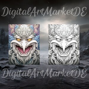 Absurd Penguins Coloring Pages for Adults Instant Download grayscale ...