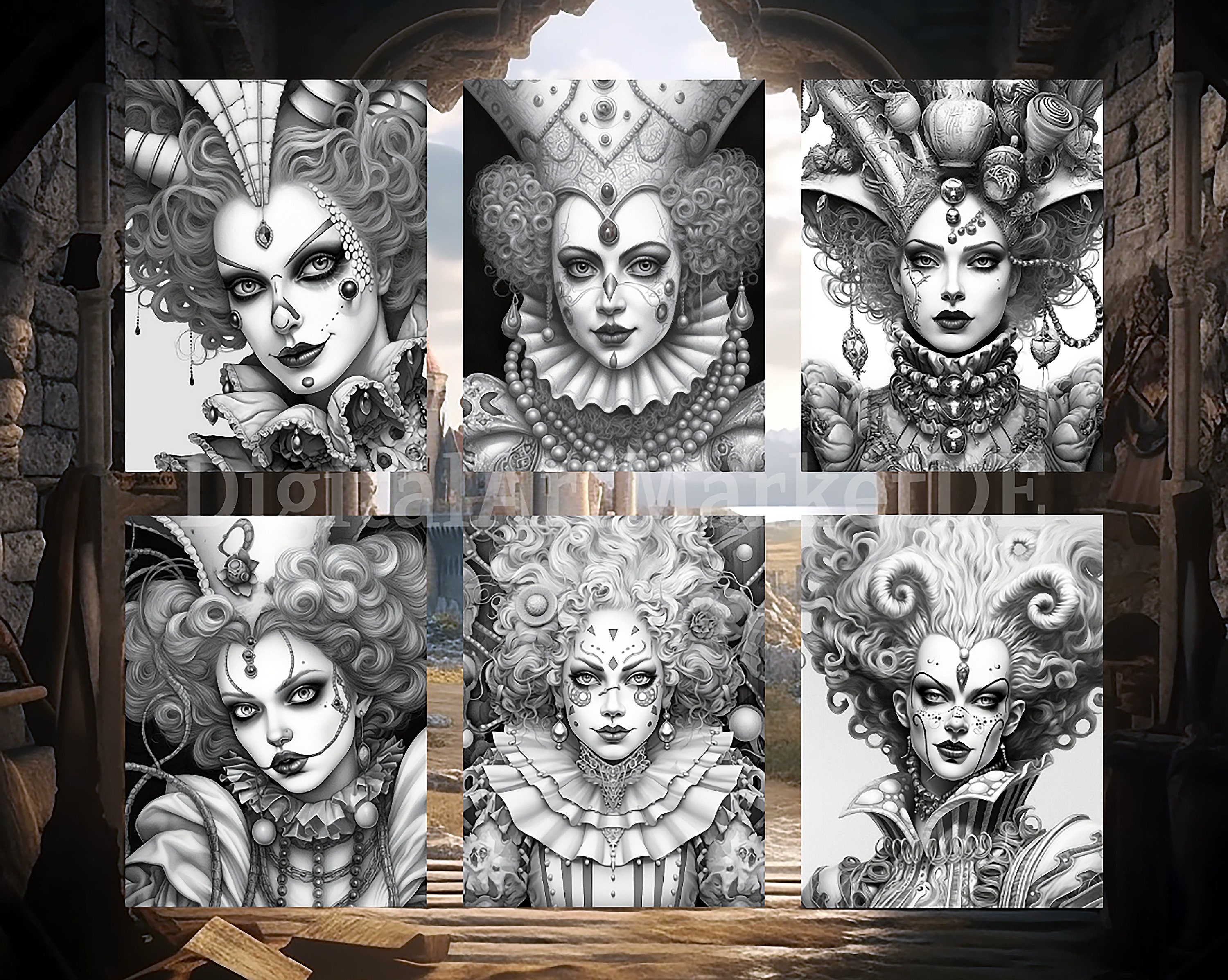 Harlequins Coloring Pagesfor Adults Instant Download - Etsy