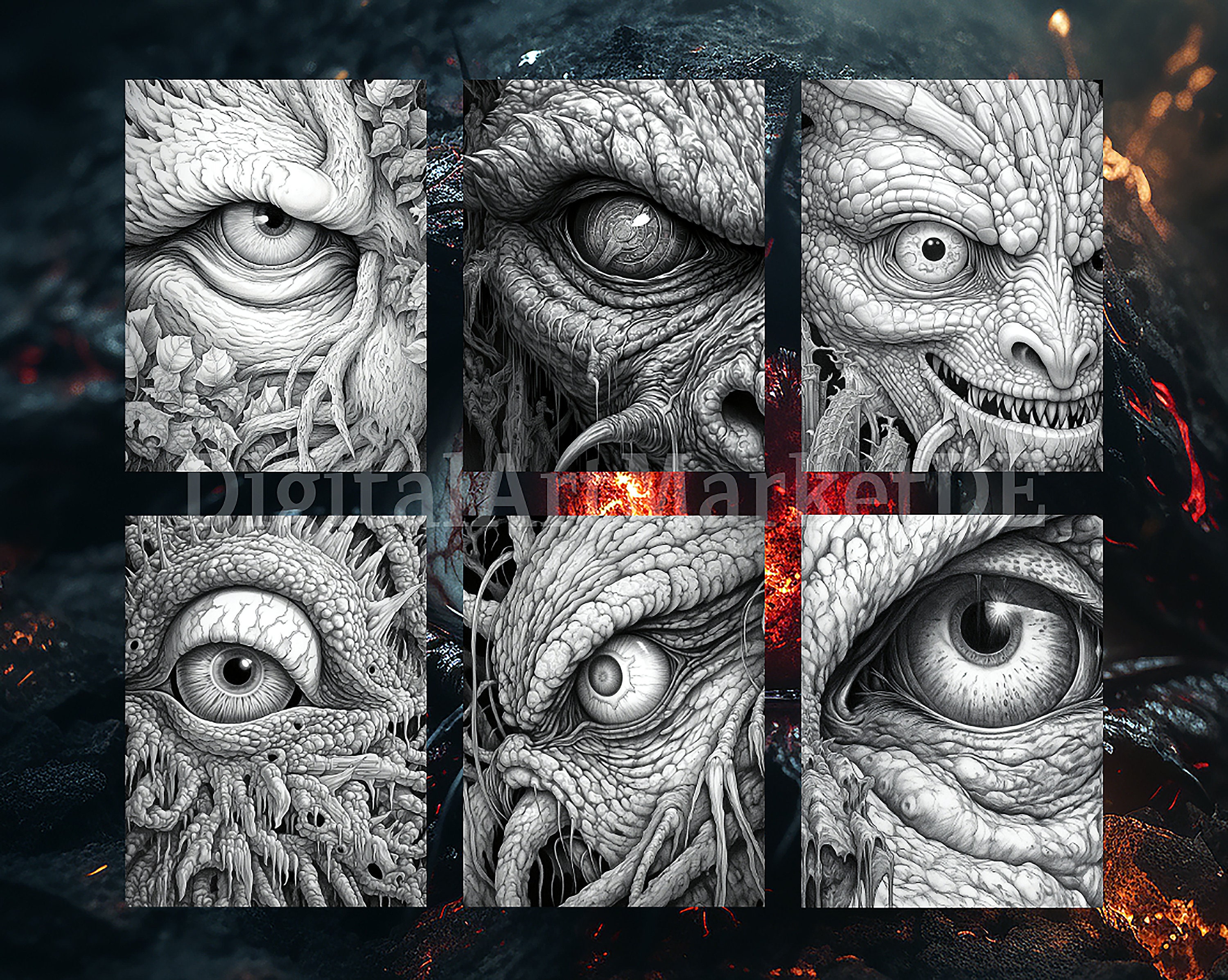 OCULI Coloring Pagesfor Adults instant Download grayscale - Etsy