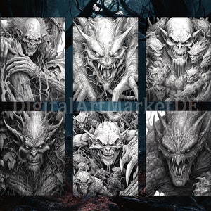 Daemon Arboris Coloring Pages,for Adults Instant Download Grayscale ...