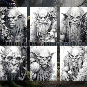 Troll Coloring Pages for Adults - Instant Download -grayscale Coloring ...