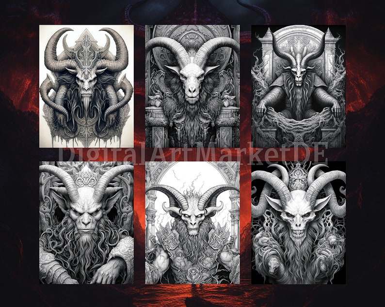 Baphomet Demons Adult Coloring Pagesfor Adults Instant - Etsy