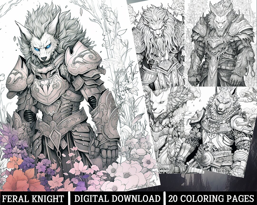 Feral Knights Coloring Pagesfor Adults Instant Download - Etsy