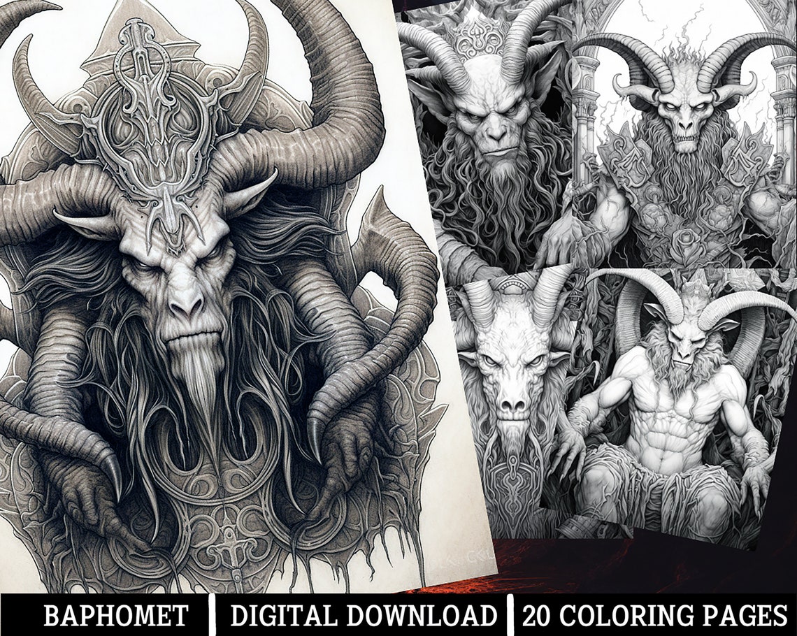 Baphomet Demons Adult Coloring Pagesfor Adults Instant - Etsy