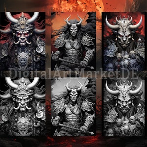 Hell Samurai Coloring Pages,for Adults Instant Download grayscale ...