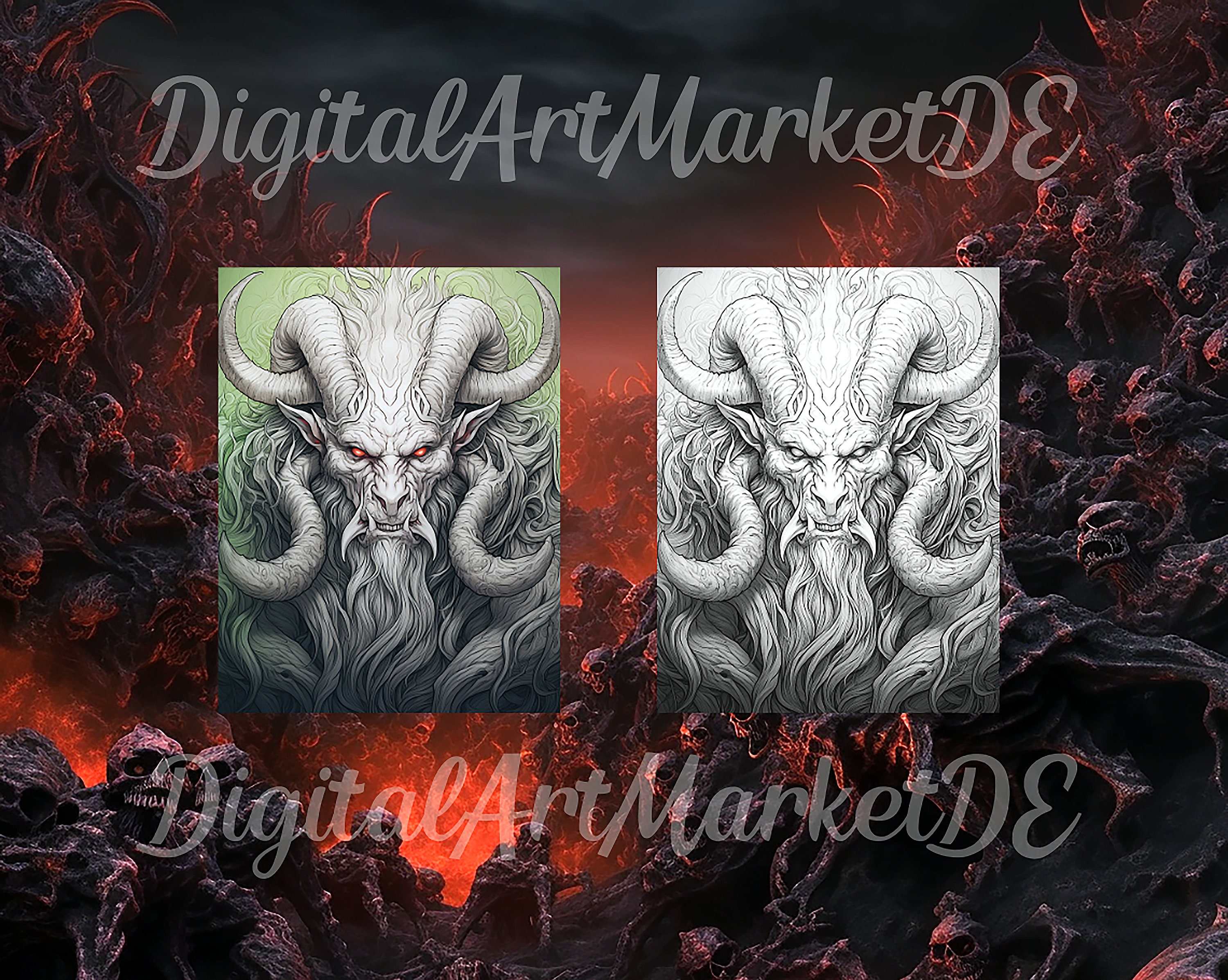 Demons CORNUTUS 14 Coloring Pagesfor Adults Instant - Etsy