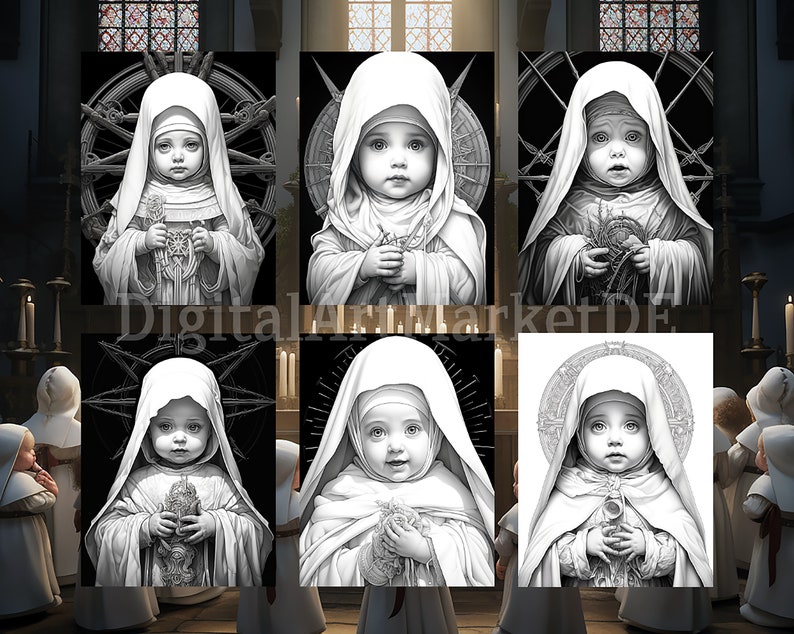 Baby Nun Coloring Pages for Adults instant Download - Etsy