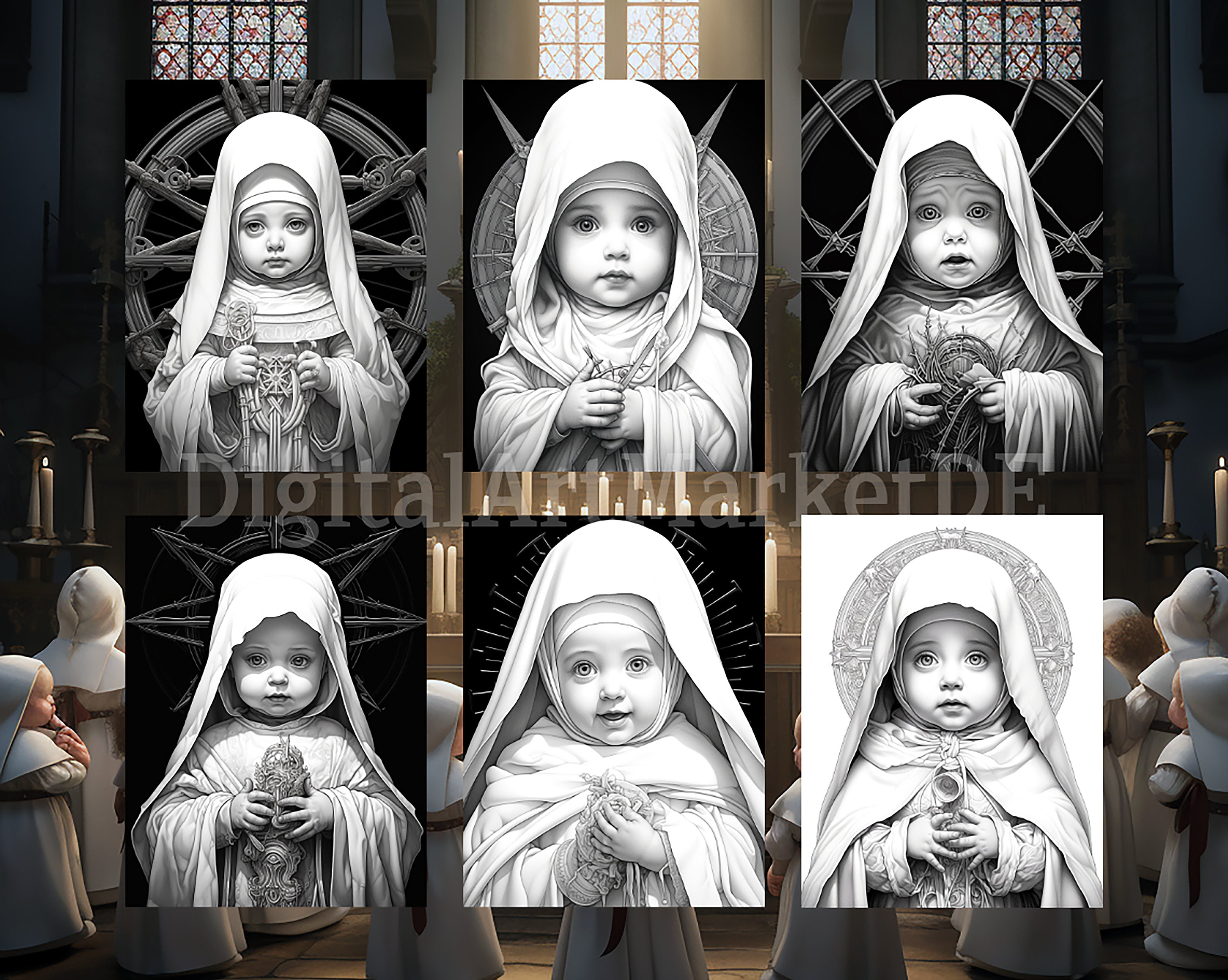 Baby Nun Coloring Pages for Adults instant Download - Etsy
