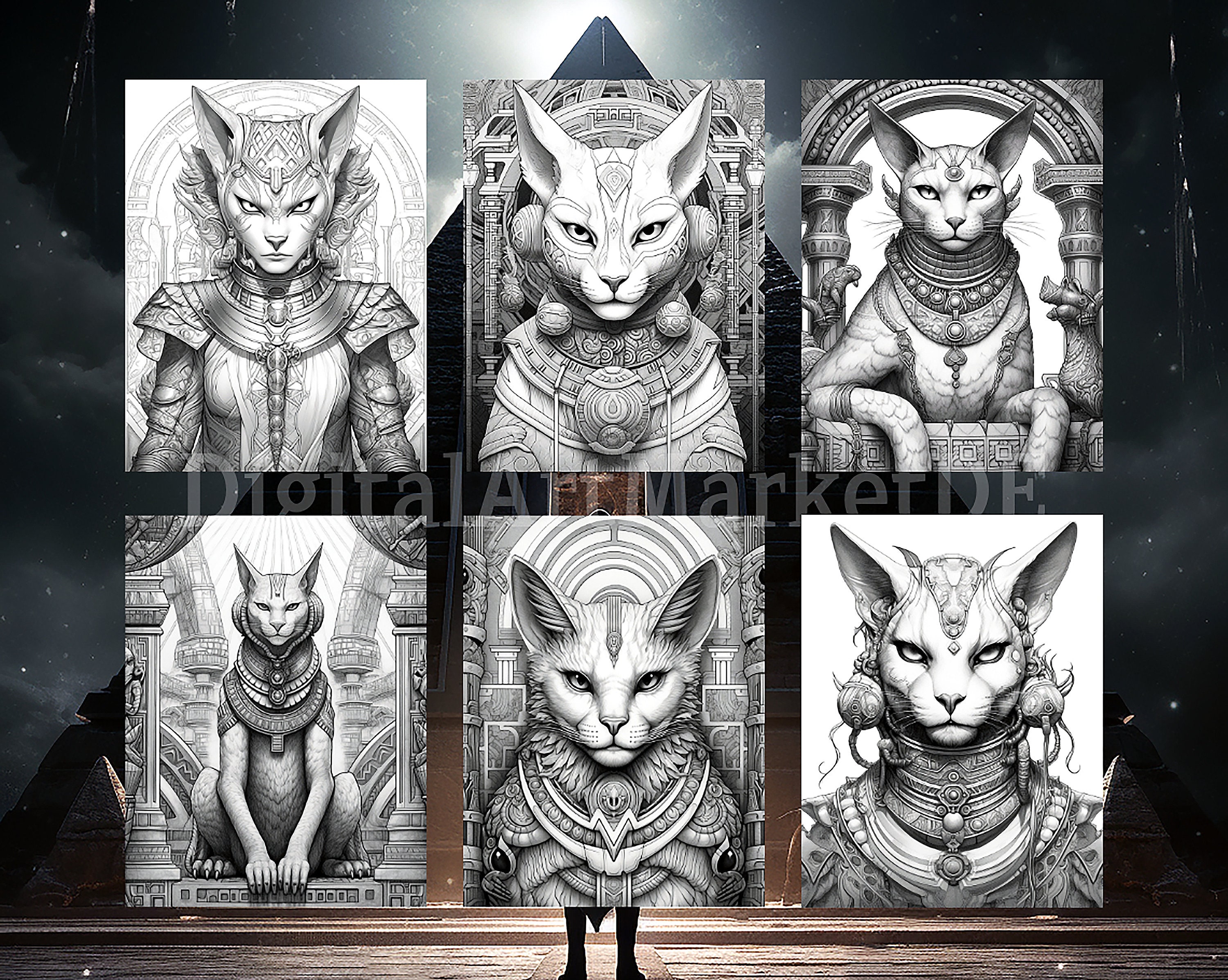 Bastet Cat Goddess Coloring Pagesfor Adults Instant - Etsy