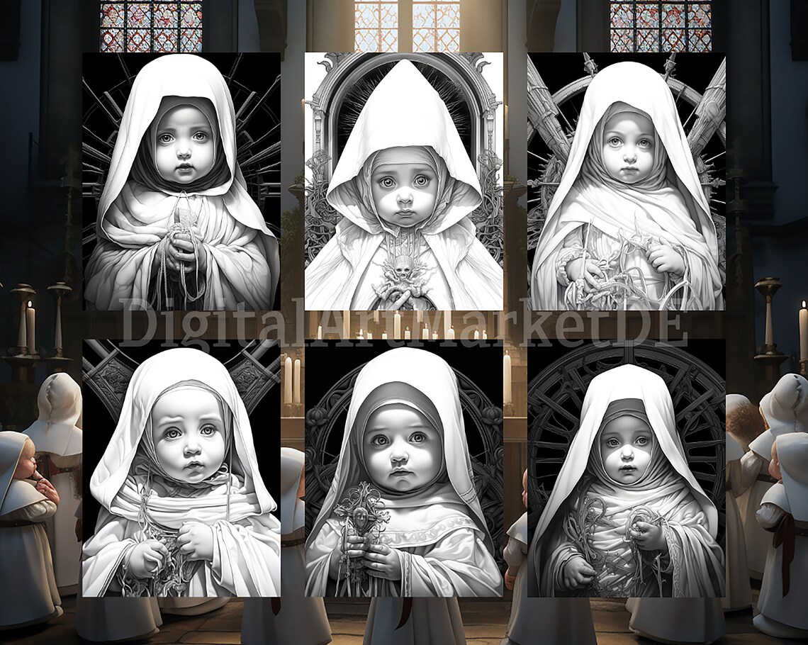 Baby Nun Coloring Pages for Adults instant Download - Etsy