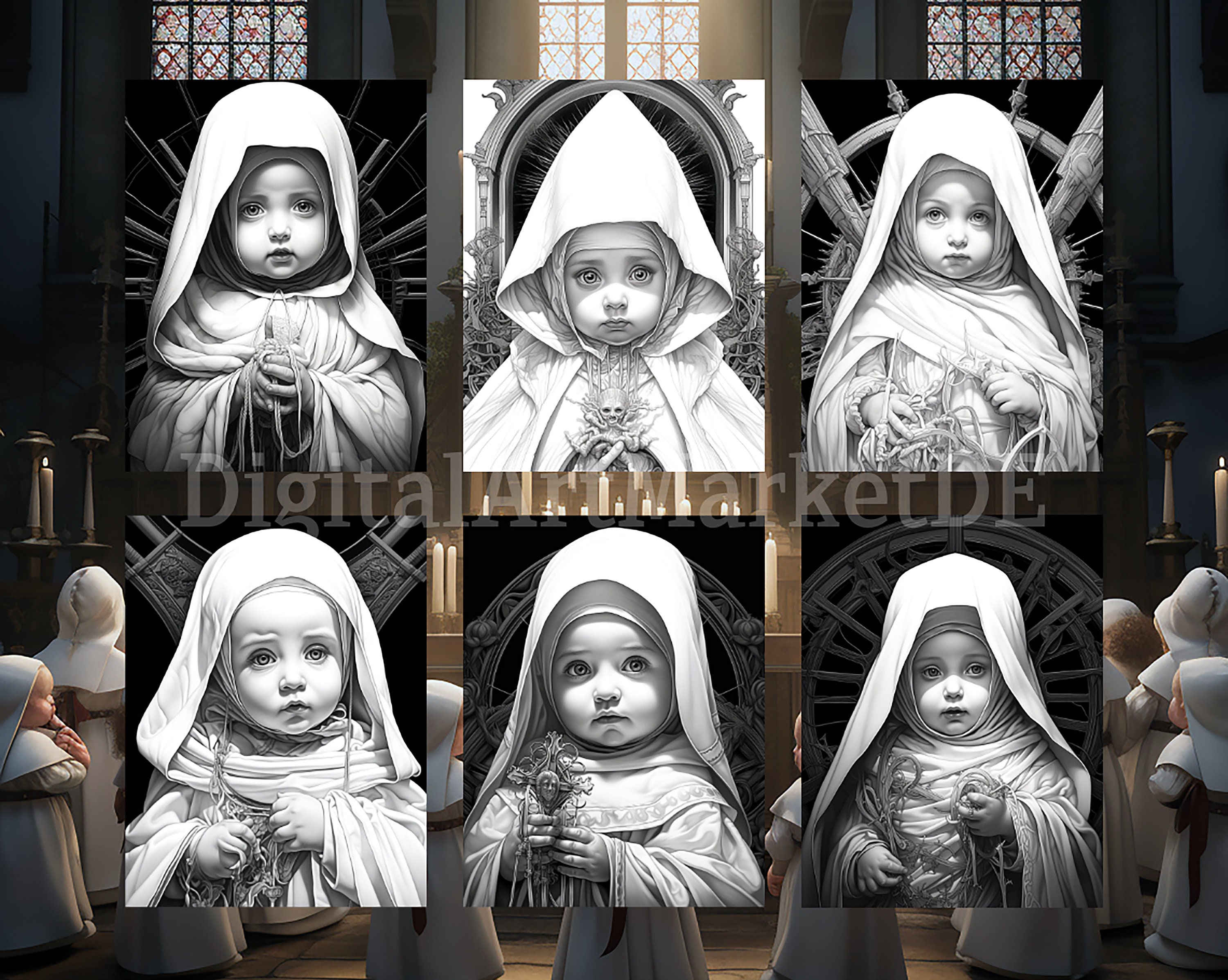 Baby Nun Coloring Pages for Adults instant Download - Etsy