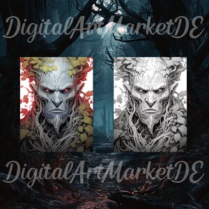 Forest Stalker Coloring Pages for Adults - Instant Download -grayscale ...