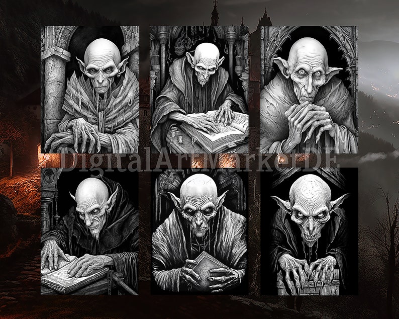 Nosferatu Inspired Coloring Pages for Adults Instant - Etsy