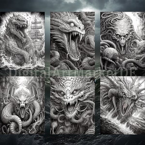 Leviathan Coloring Pages for Adults - Instant Download - Grayscale ...