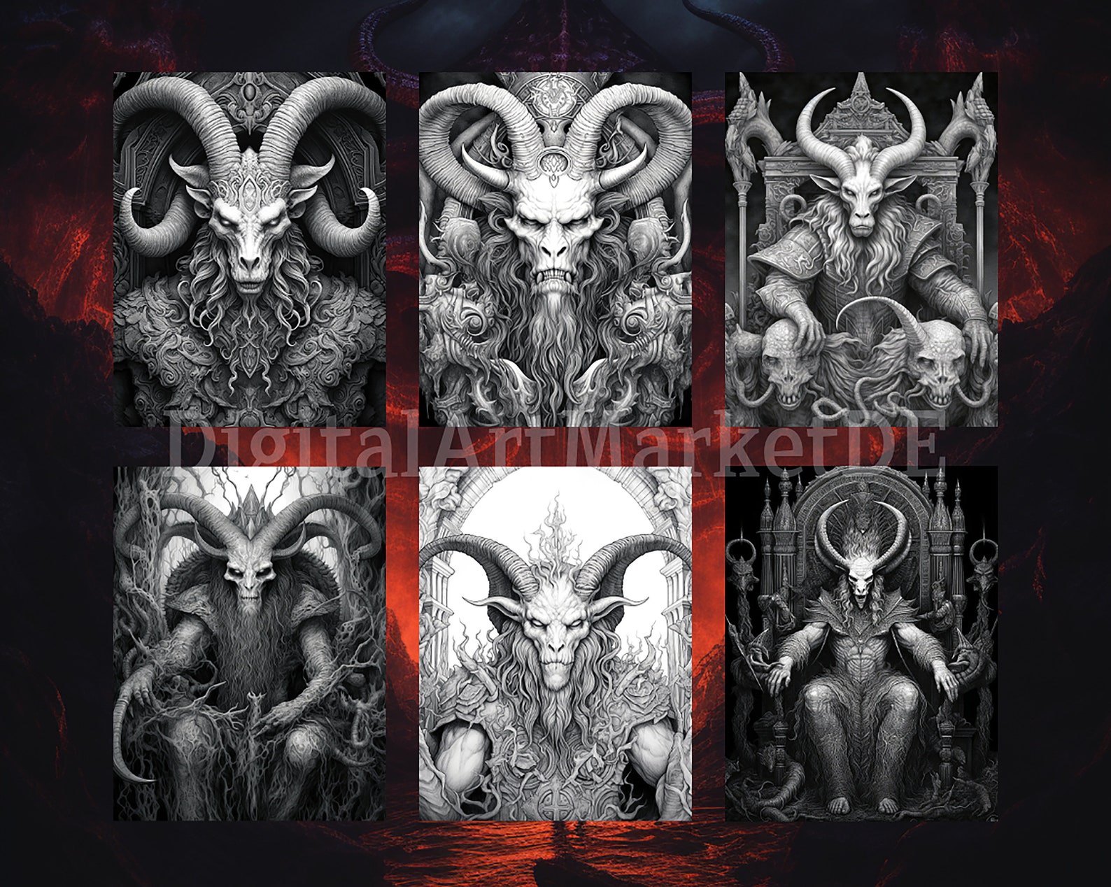 Baphomet Demons Adult Coloring Pagesfor Adults Instant - Etsy