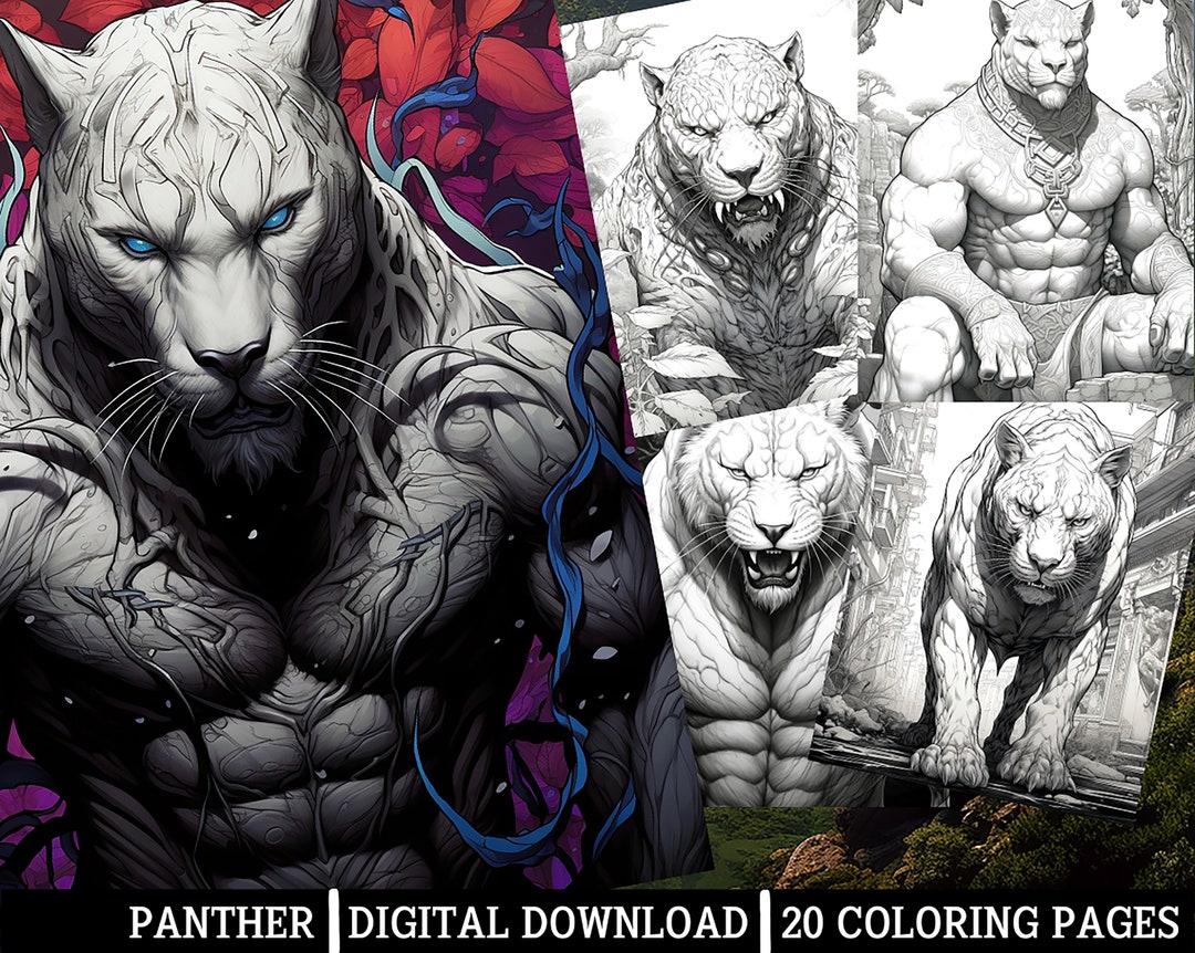 Panther Warrior Coloring Pages for Adults instant Download - Etsy