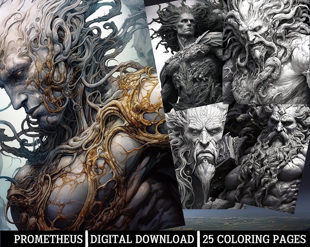 Prometheus Coloring Pages,for Adults instant Download grayscale ...