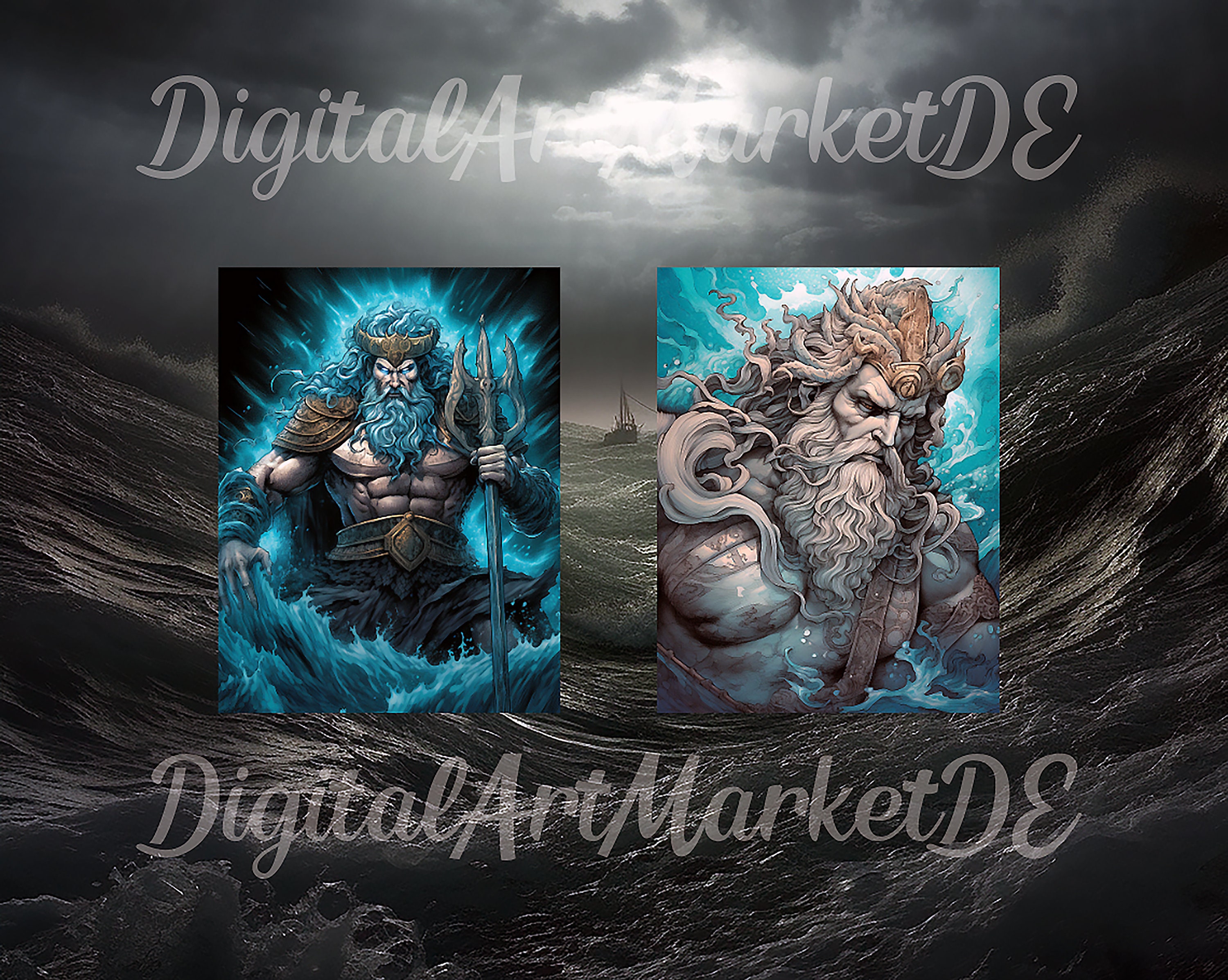 Poseidon Coloring Pages for Adults Instant Download - Etsy