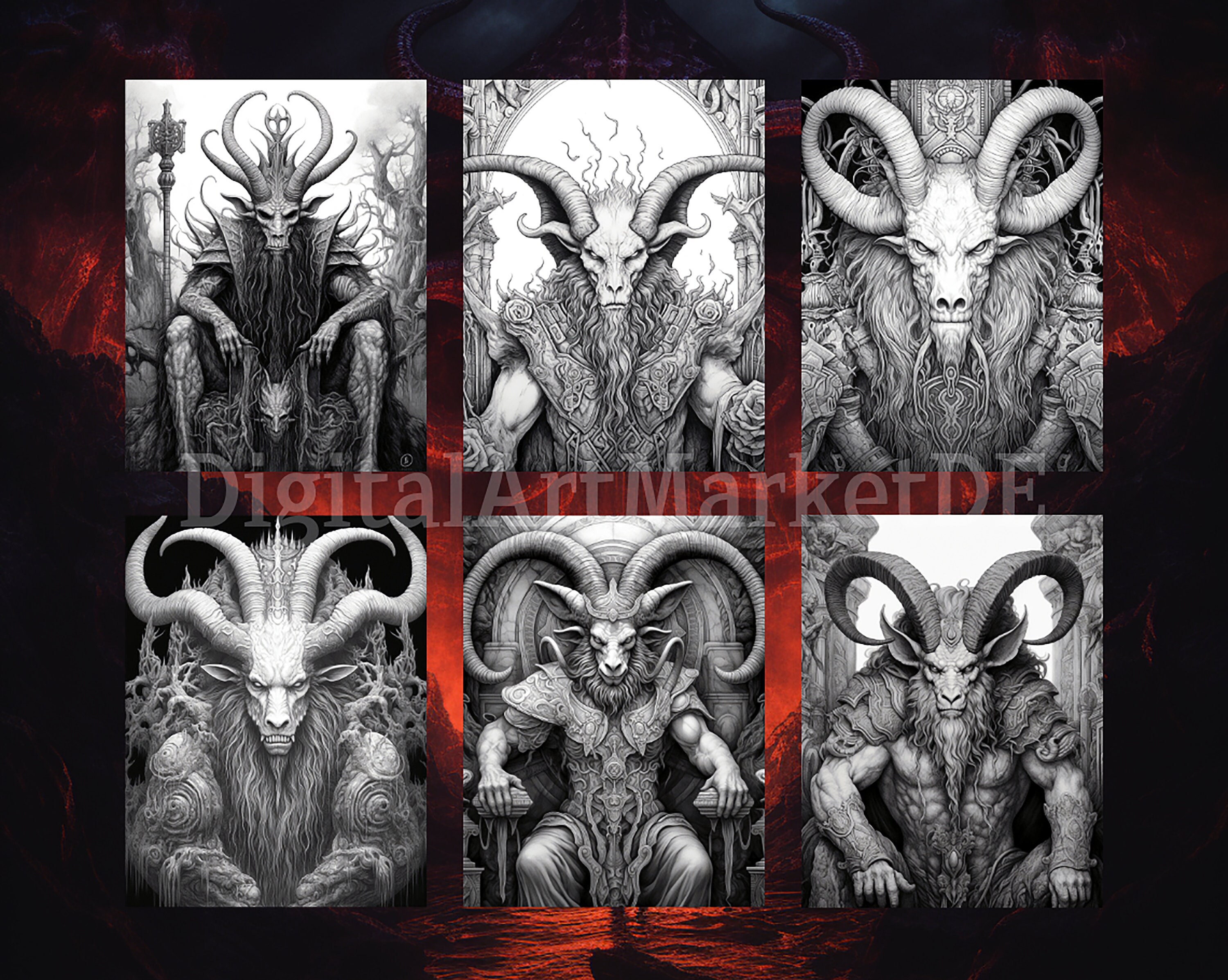 Baphomet Demons Adult Coloring Pagesfor Adults Instant - Etsy