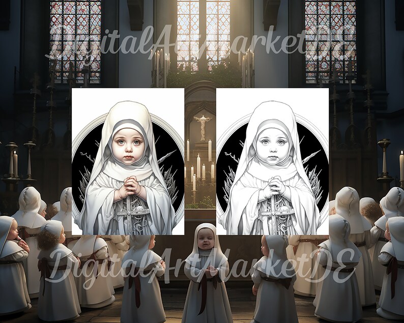 Baby Nun Coloring Pages for Adults instant Download - Etsy