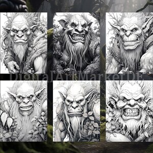 Troll Coloring Pages for Adults Instant Download grayscale Coloring ...