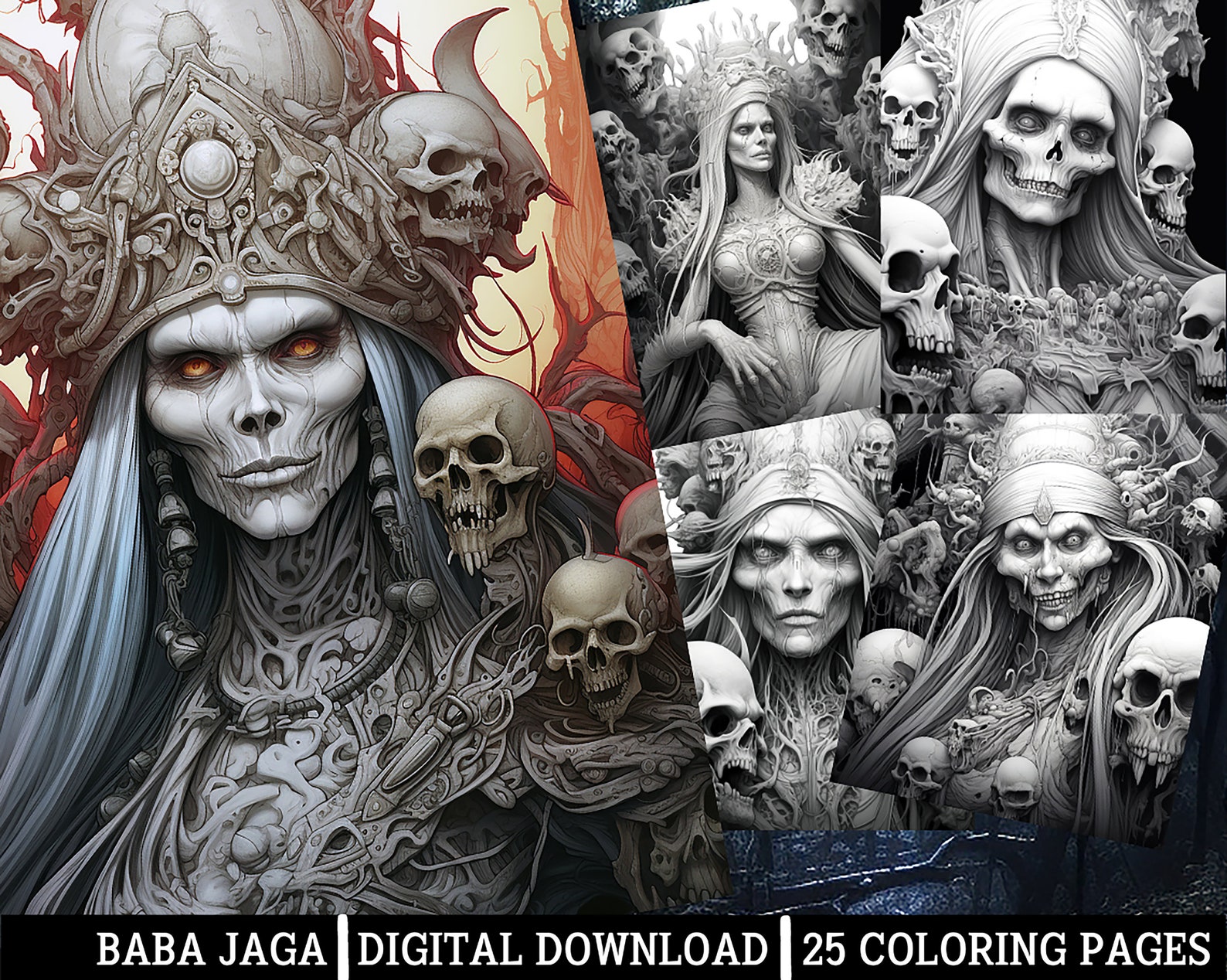 Baba Jaga Coloring Pagesfor Adults instant Download - Etsy