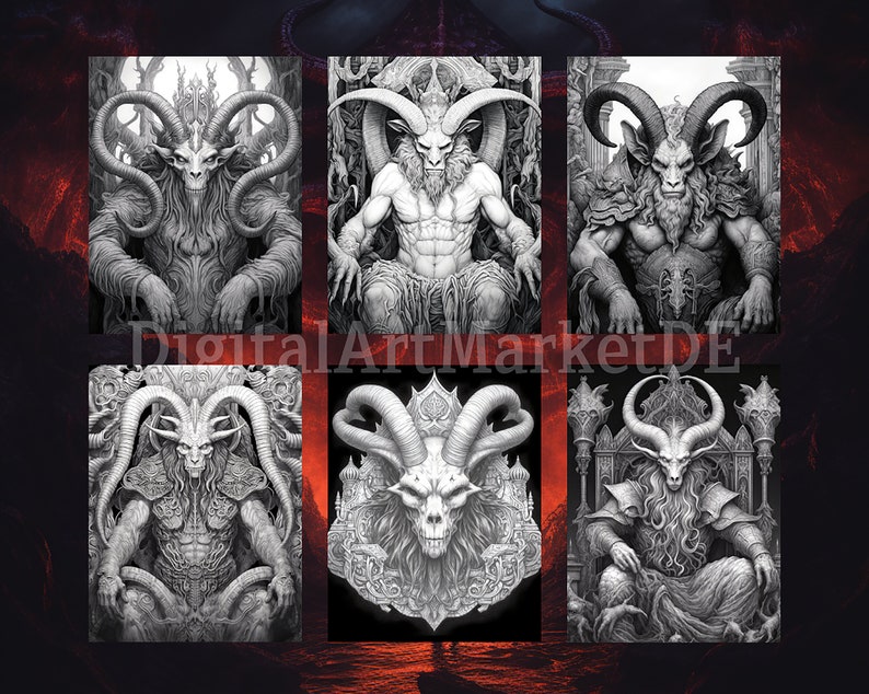 Baphomet Demons Adult Coloring Pagesfor Adults Instant - Etsy