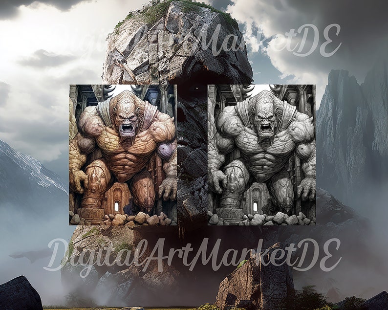 Golem Coloring Pagesfor Adults Instant Download Grayscale - Etsy