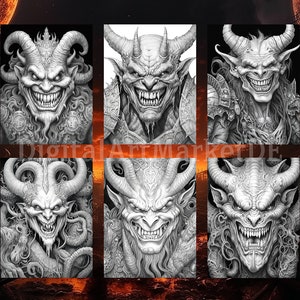 Laughing Demons ridens Coloring Pages,for Adults Instant Download ...