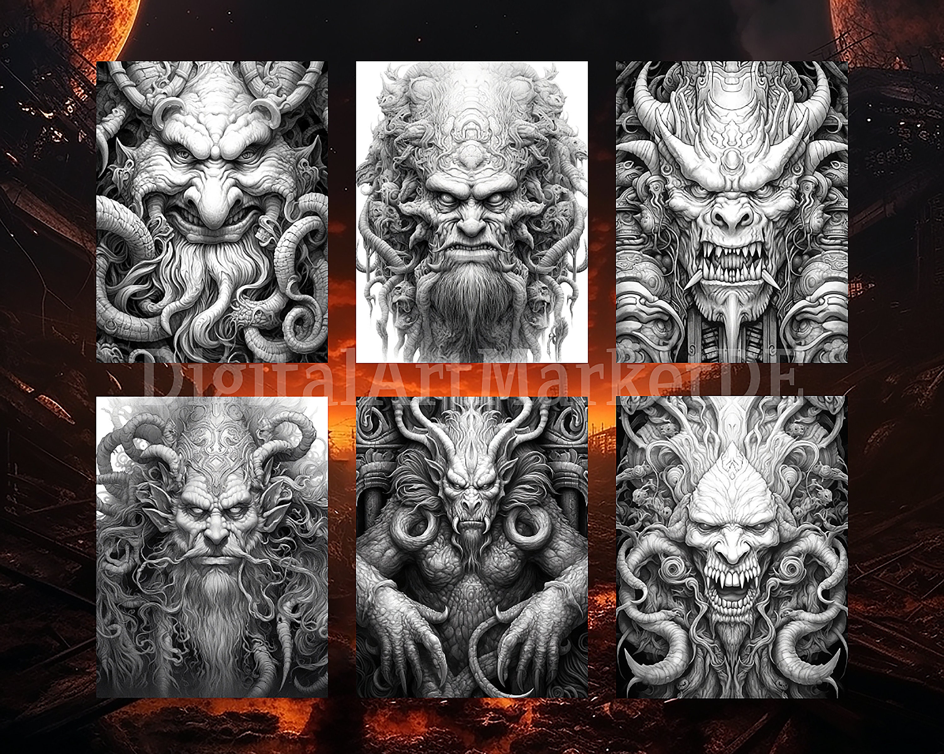 Jinn Coloring Pages for Adults instant Download grayscale - Etsy Canada