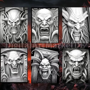 Frame Demons Adult Coloring Pages,for Adults Instant Download Grayscale ...