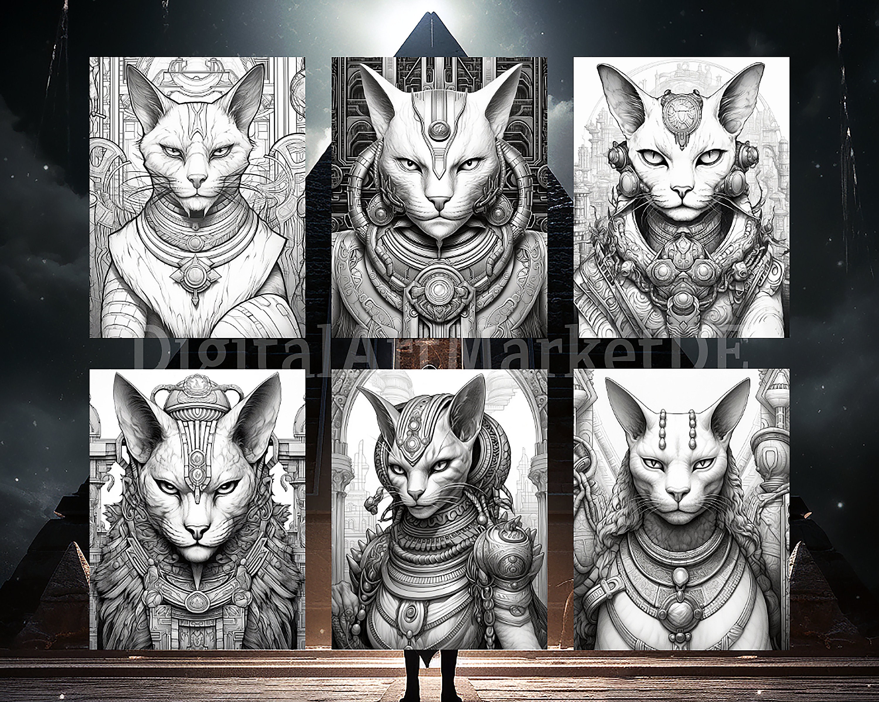 Bastet Cat Goddess Coloring Pagesfor Adults Instant - Etsy