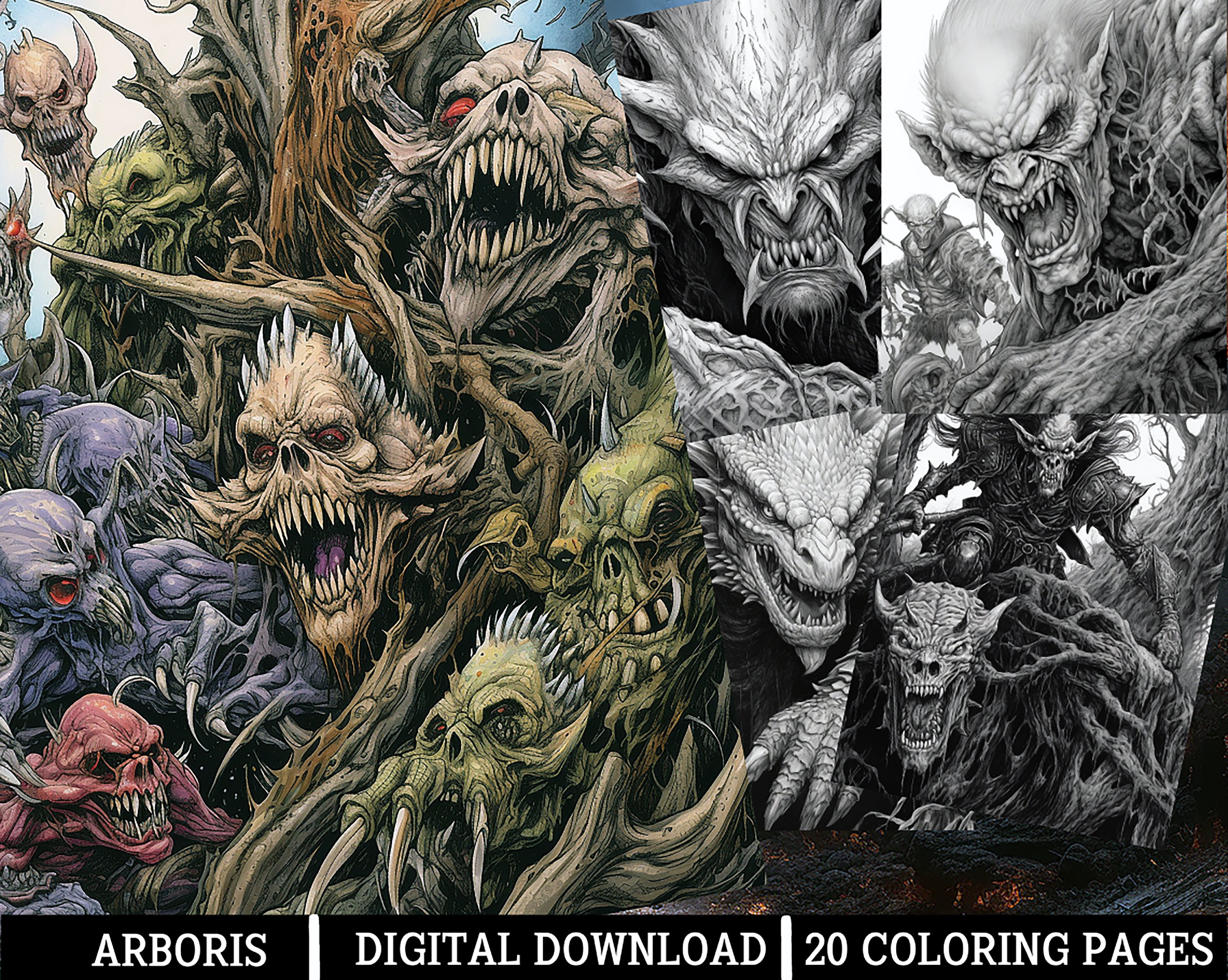 Daemon Arboris Coloring Pagesfor Adults Instant Download - Etsy