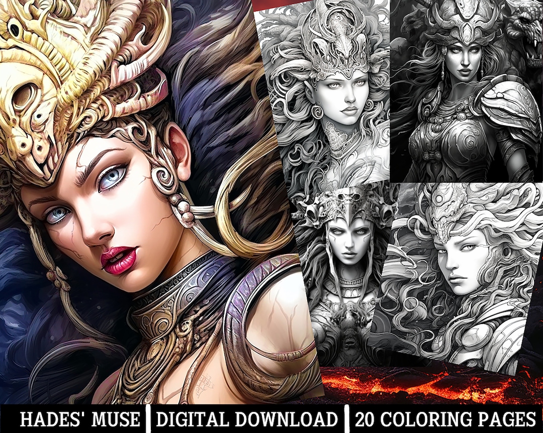 Hades' Muse Coloring Pages for Adults Instant Download - Etsy