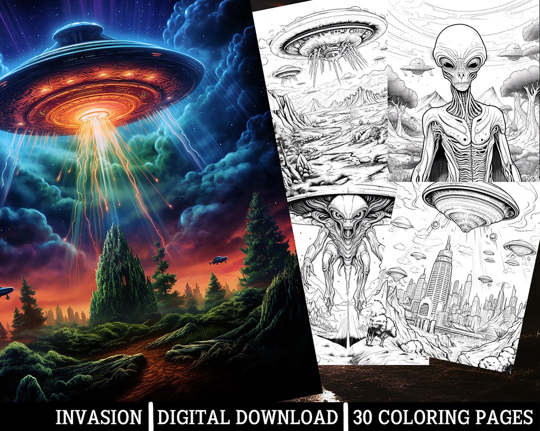 Invasion Coloring Pages for Adults instant Download - Etsy