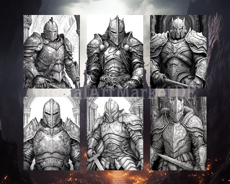 Mighty Knights Coloring Pagesfor Adults Instant Download - Etsy