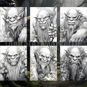 Troll Coloring Pages for Adults - Instant Download -grayscale Coloring ...