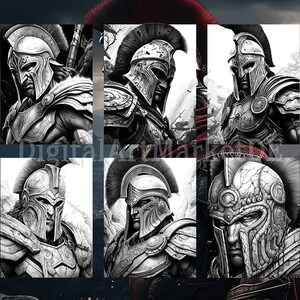 Spartan Coloring Pages for Adults Instant Download grayscale Coloring ...