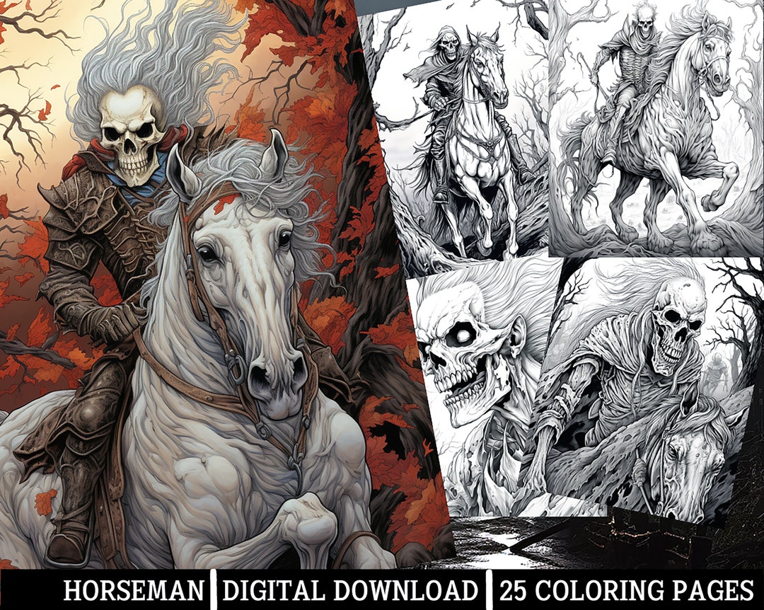 The Horseman Coloring Pagesfor Adults Instant Download - Etsy