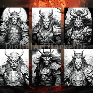 Hell Samurai Coloring Pages,for Adults - Instant Download -grayscale ...