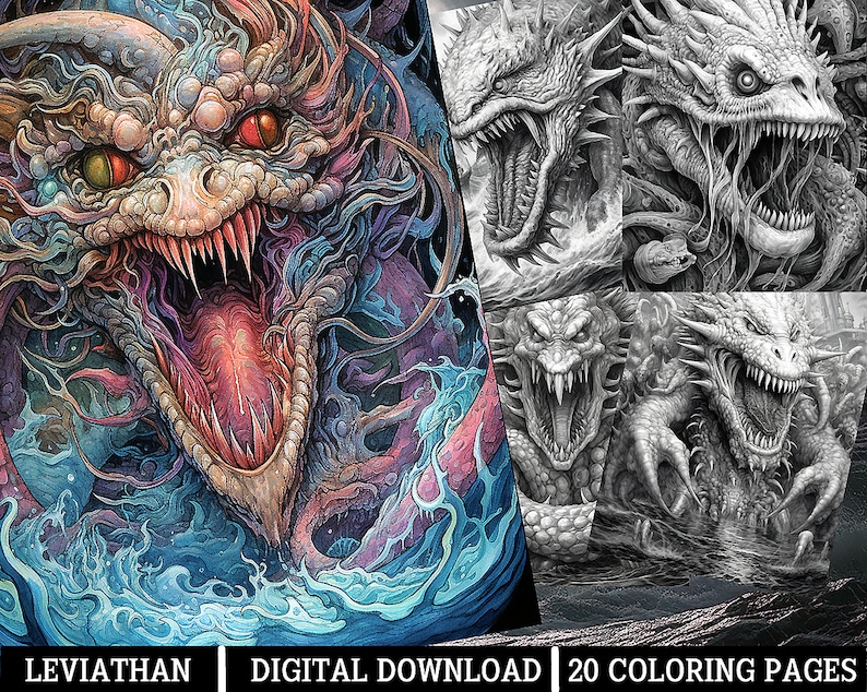 Leviathan Coloring Pages for Adults Instant Download - Etsy