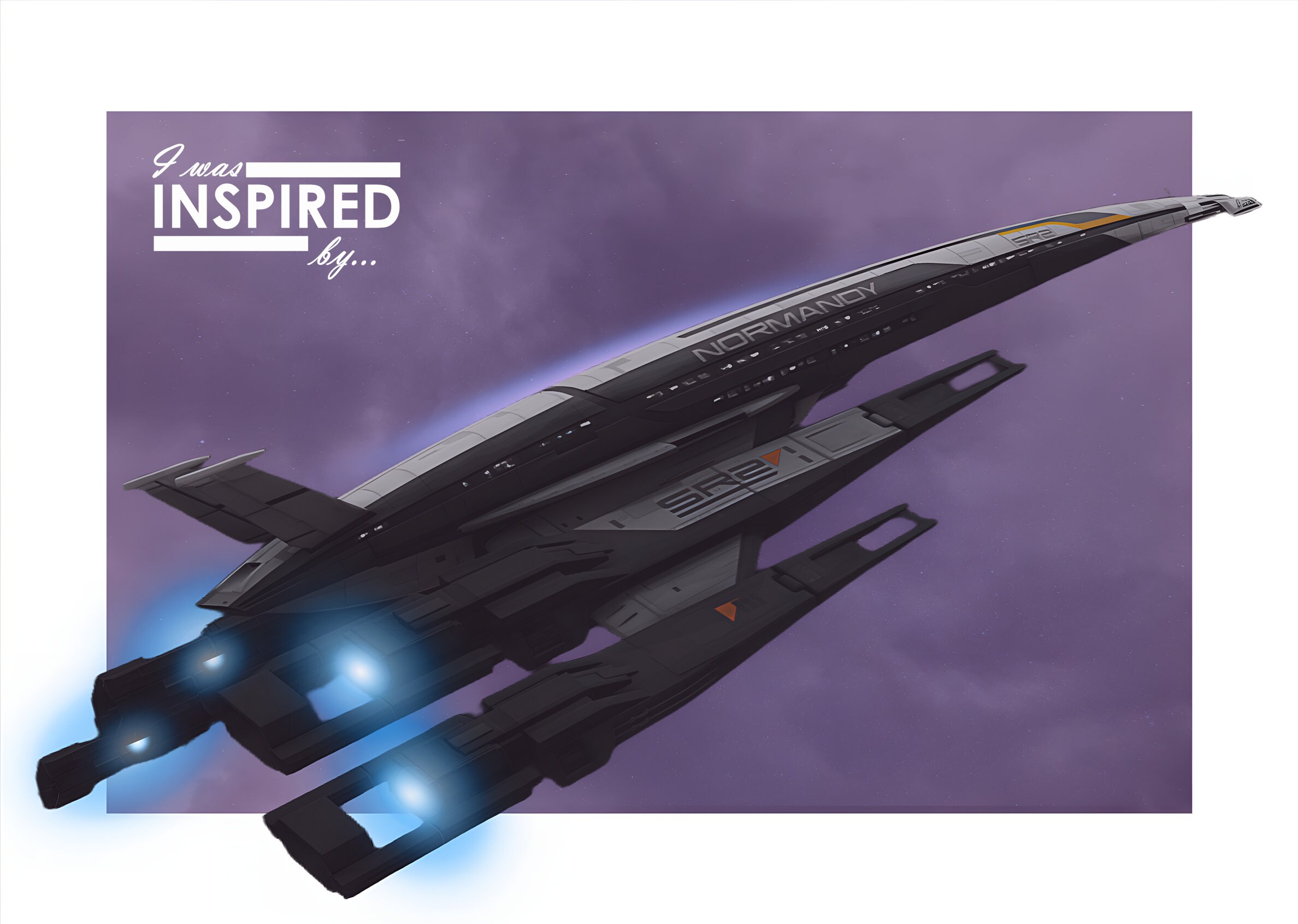 Mass Effect 2 Cerberus Normandy Sr2 Digital Art Border Pop Out Print Etsy 9128