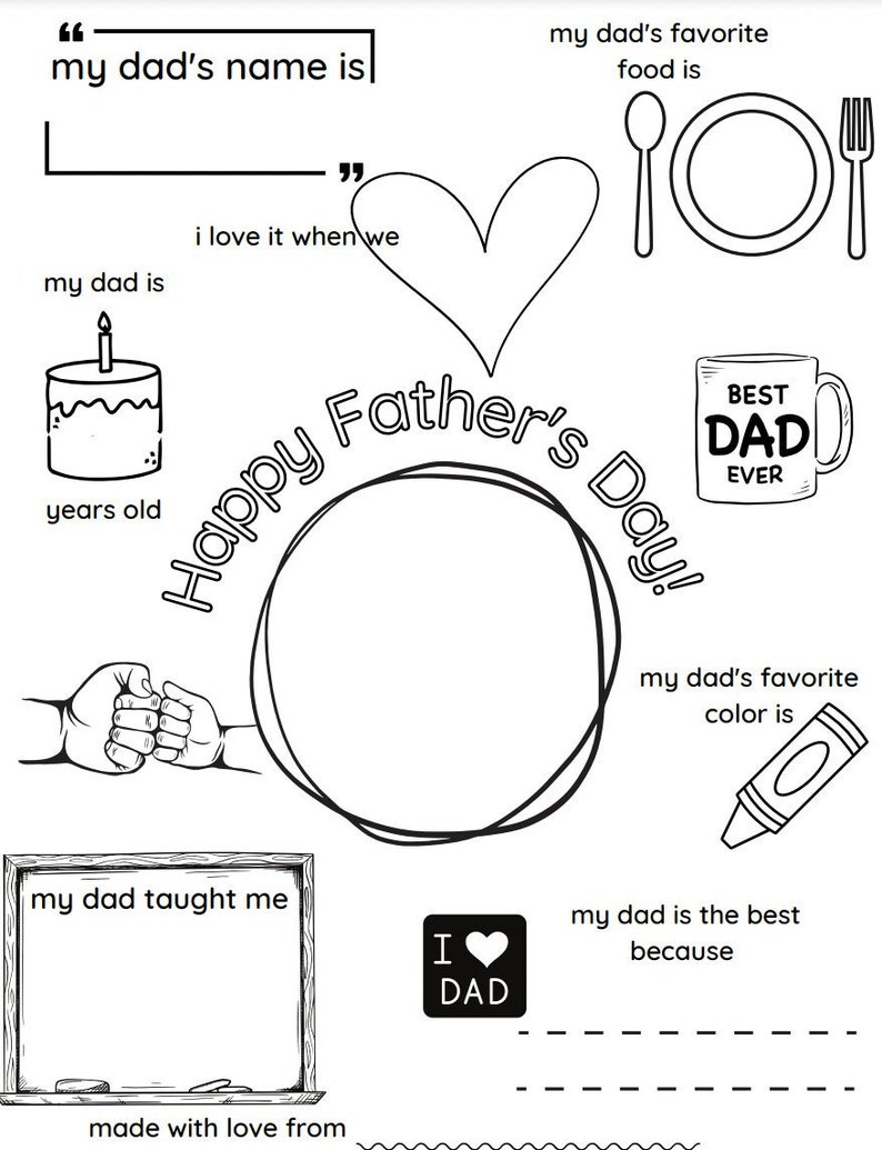 Father's Day Coloring Infographic - Etsy