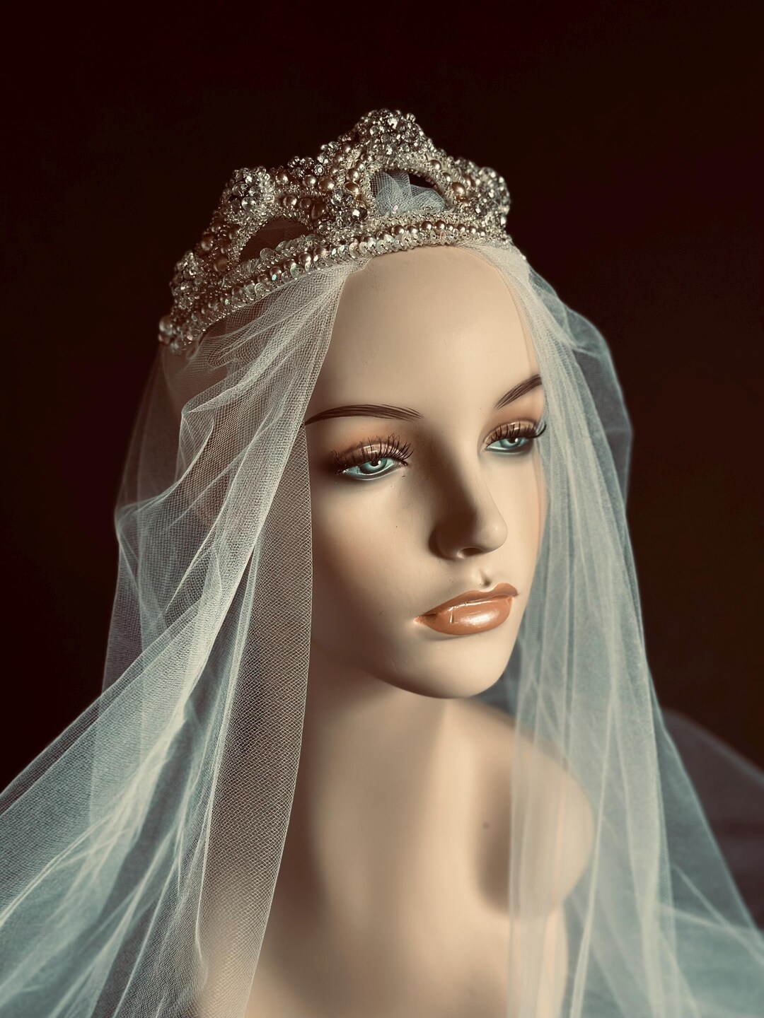 Traditional Wedding Tiara Exceptional Embroidery Vintage Pearls and ...
