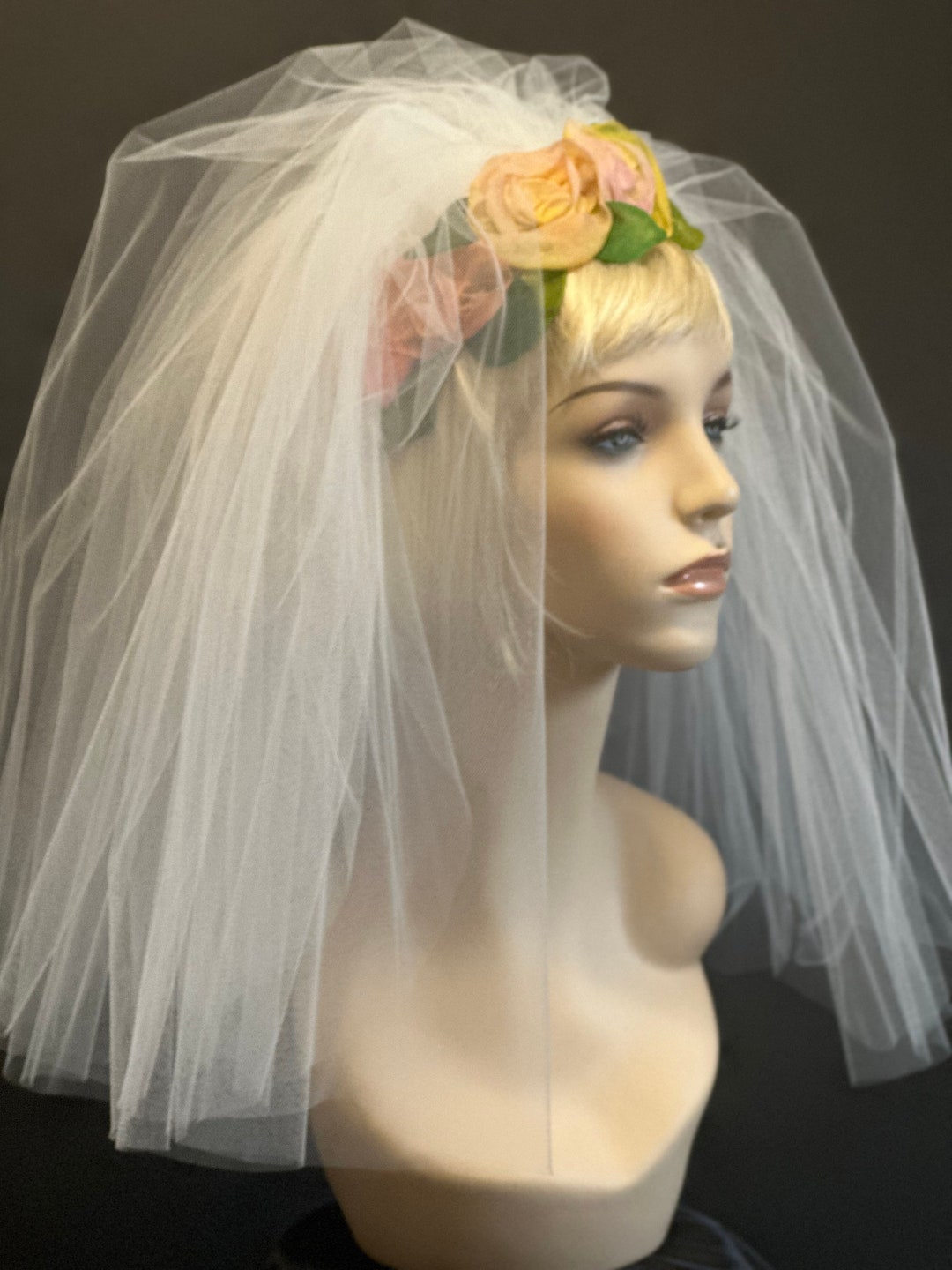 Silk Organza Bridal Diadem Colorful Wedding Floral Hand Painted Bridal ...