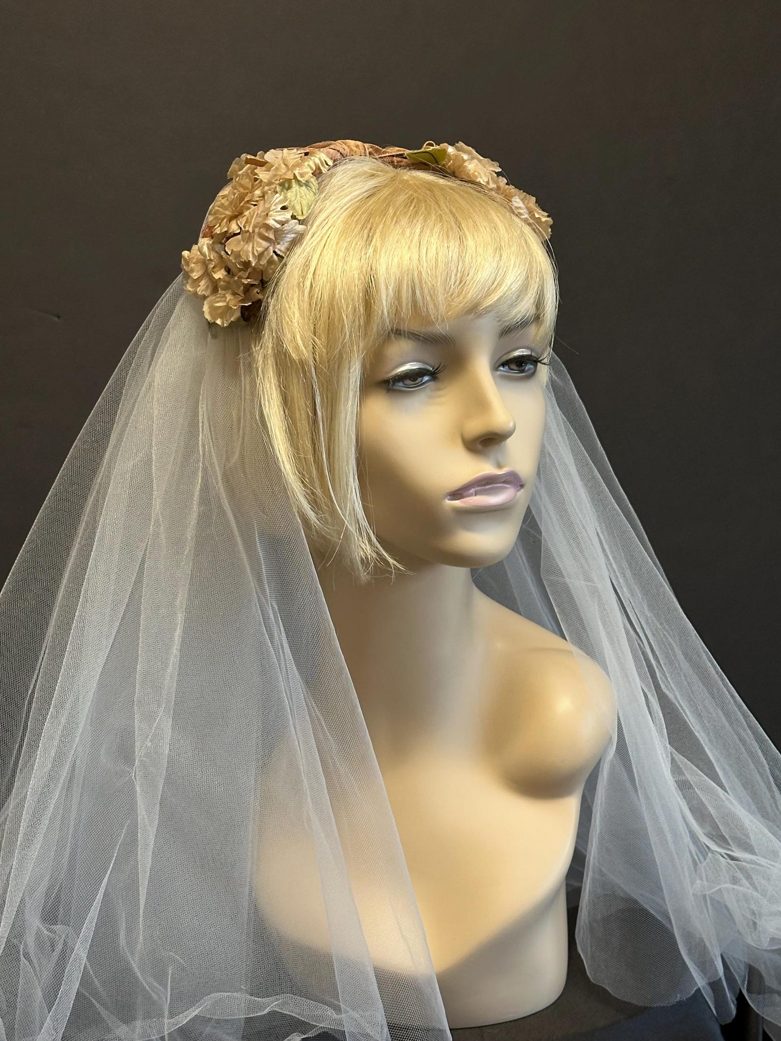 Vintage 60s French Bibi Bridal Headpiece: Ivory Flowers, Velvet Bow ...