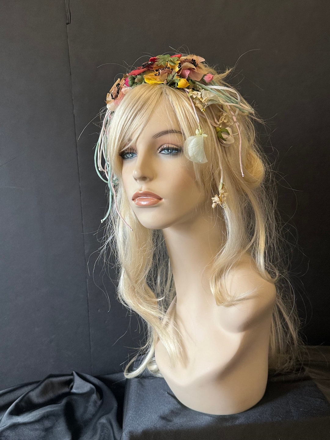 Floral Poppy Bridal Headpiece and Veil Wedding Bridal Head Ornament ...